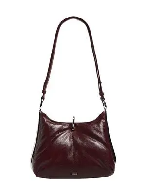 Rabanne Lambskin Leather Shoulder Bag With Metal Bar Detail - Dark Brown/silver