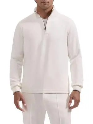Bugatchi Soft Touch Quarter Zip Pullover - Chalk