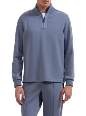 Bugatchi Bugatchi Soft Touch Quarter Zip Pullover Steel