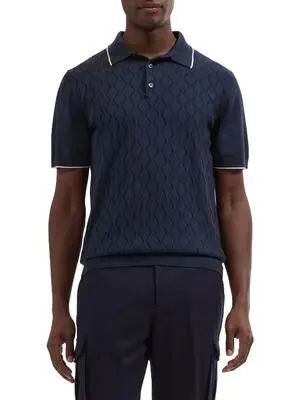 Bugatchi Argyle Short Sleeve Polo Sweater - Navy