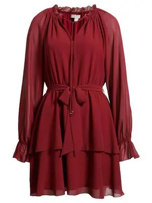 Chelsea28 Floral Chiffon Tiered Mini Dress - Red Pear