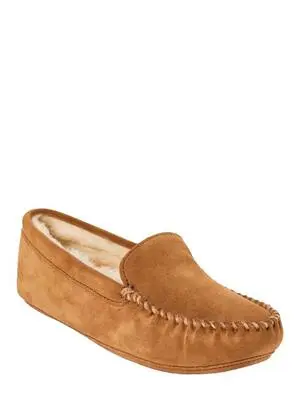 Minnetonka Sheepskin Softsole Venetian Slipper - Tan