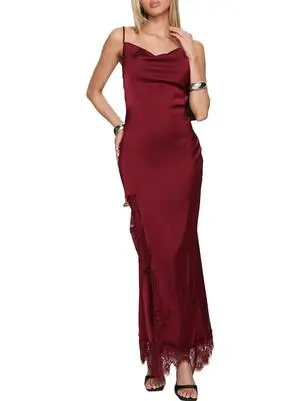 Princess Polly Katalyna Cowl Neck Lace Maxi Dress - Red