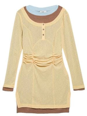 SIEDRES Lyna Long Sleeve Layered Minidress - Yellow Multi