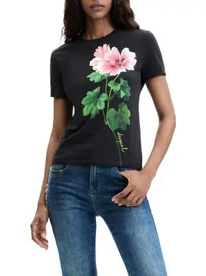 Desigual Floral Graphic T-shirt - Black