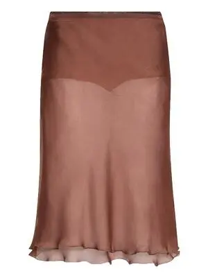SIEDRES Colette Sheer Chiffon Midi Skirt - Brown