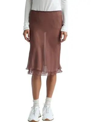 SIEDRES Colette Sheer Chiffon Midi Skirt - Brown