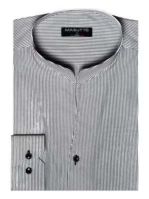 MASUTTO London Tulip Stand Up Collar Long Sleeve Shirt - Black