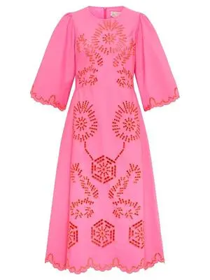 MAISON COMMON Embroidered Midi Dress - Pink