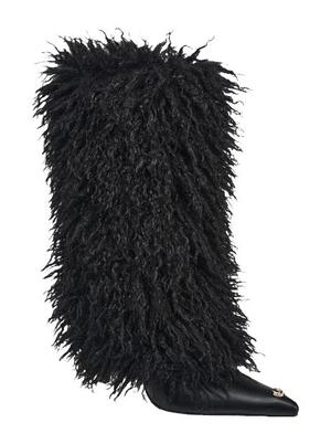 True Religion Faux Fur Trimmed Knee High Boots - Black