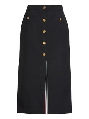 Thom Browne Button-front Wool Midi Skirt - Navy