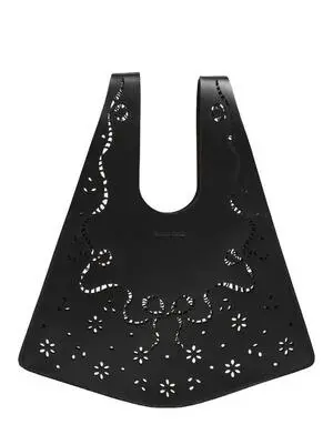 Simone Rocha Mini Lasercut Leather Shopper Bag - Black