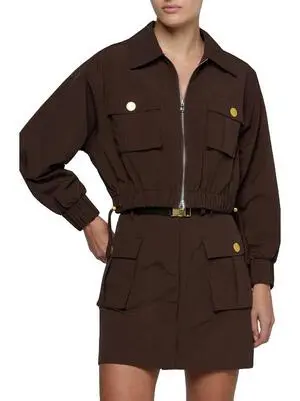 L'Agence Kade Cargo Pocket Cropped Windbreaker - Dark Java