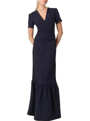 Shoshanna Stretch Crepe Tracey Dress - Navy