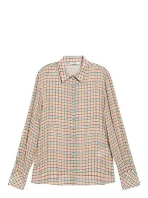 SIEDRES Lottie Check Crepe Button-up Shirt - Pink Multi