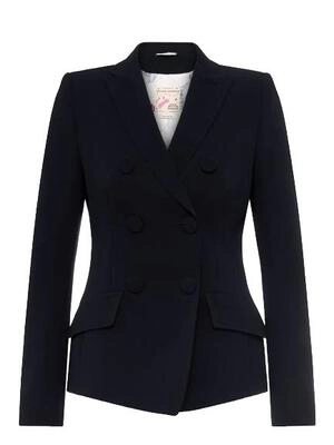 MAISON COMMON Double Breasted Travel Safe Blazer - Black