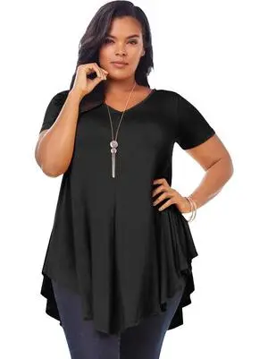 Roaman's ROAMAN'S Tunic Top Black