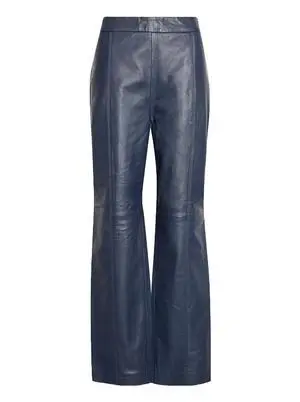 St. John Leather Paneled Boot-cut Trousers - Midnight
