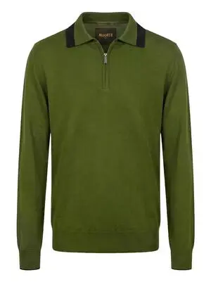 MOORER Zip-collar Wool Sweater - Green
