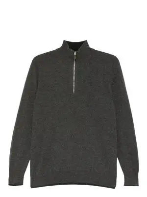 N.peal Carnaby Cashmere Zip Neck Sweater - Grey