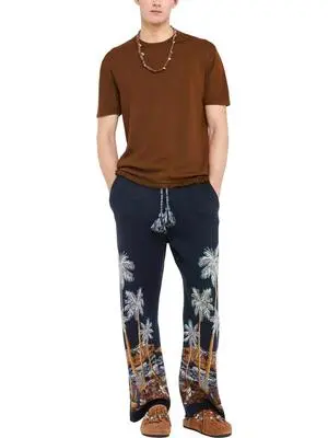 Alanui Fringed Logo-embroidered T-shirt - Brown