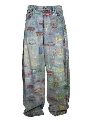 HACULLA. Logo-print Wide-leg Jeans - Blue
