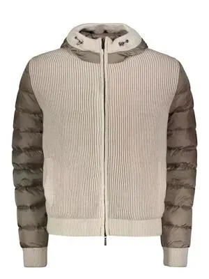 MOORER Knitted-front Hooded Padded Jacket - Neutrals