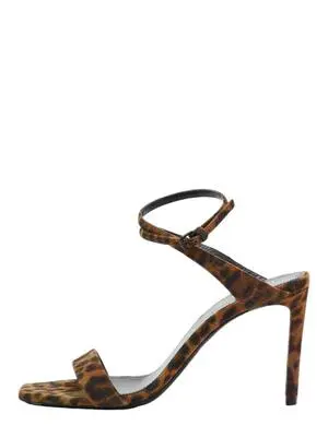 Saint Laurent Leopard-print Sandals - Brown