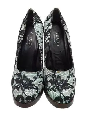 GUCCI Gucci Floral Lace Block Heel Pumps