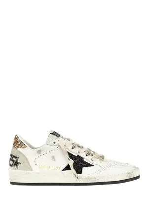 GOLDEN GOOSE Golden Goose Ballstar Leather Sneakers With Glitter Star Detail