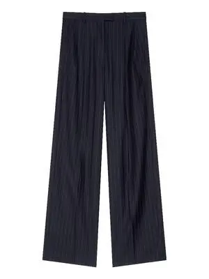 Givenchy Double Pleat Striped Wide Leg Trousers - Blue