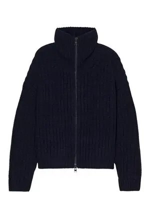 Closed Zip-up High Neck Sweater - Black