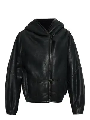 Isabel Marant Étoile Amiel Leather Hooded Jacket - Black
