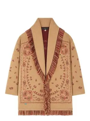 Alanui Bandana Jacquard Shawl Collar Cardigan With Fringe - Multi