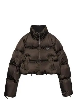 Prada Prada Cropped Re-Nylon Down Jacket Brown