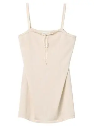 Miu Miu Silk Mini-dress With Bow Detail - Natural
