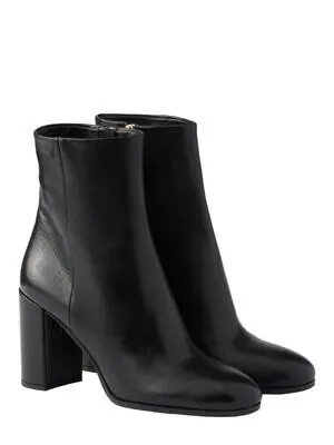 Prada Leather High Heel Ankle Boots With Enamel Triangle Logo - Black