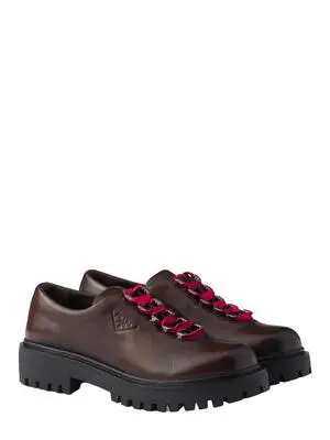 Prada Leather Lace-up Shoes With Lug Sole - Brown