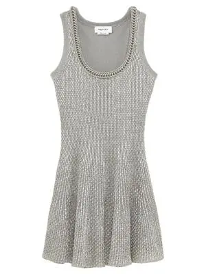Alexander McQueen Metallic Knit Mini Dress - Silver