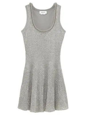 Alexander McQueen Metallic Knit Mini Dress - Silver