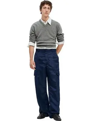 Bottega Veneta Satin Nylon Cargo Pants - Navy