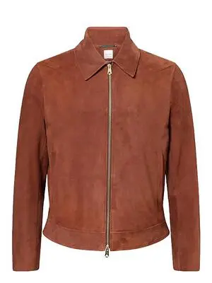 Paul Smith Zipped Suede Jacket - Dark Brown