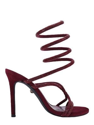 Kurt Geiger Knot Spiral Heeled Woven Sandals - Wine