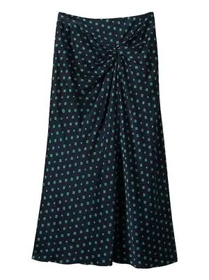 Whistles Diamond Twist-detail Woven Midi Skirt - Navy/multi