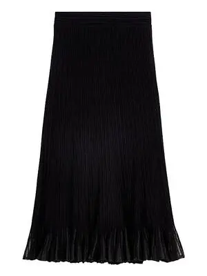 Maje Pleated Peplum-hem Knitted Midi Skirt - Black