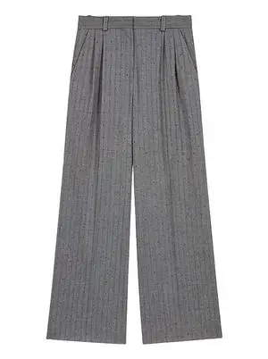 Maje Rhinestone Embellished Wide-leg Trousers - Grey