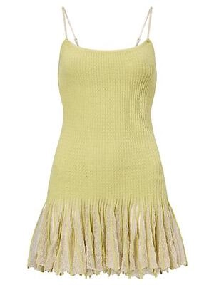 JADED LONDON Knitted Mini Dress With Frilled Hem - Green