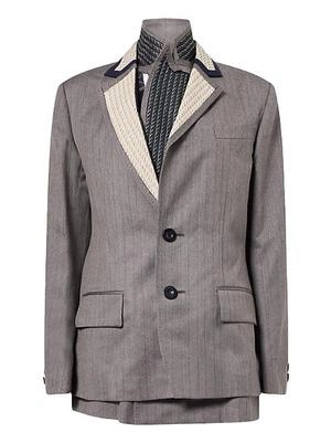 Sacai Double-layered Wool Blazer - Brown