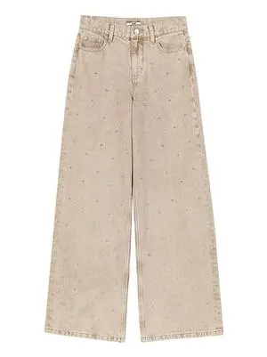 Maje Rhinestone Embellished Wide-leg Jeans - Beige