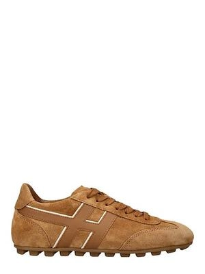 Hogan Suede And Leather Lace-up Trainers - Camel